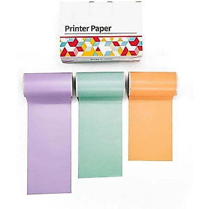 Mini Pocket Printer, New Upgrade Fast Printing Portable Mini Thermal Printer, Wireless Bluetooth Photo Printer Portable Sticker Printer DIY Scrapbook (Color Thermal self-Adhesive *3)