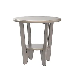 COZAYH Rustic Farmhouse end Table with Storage Shelf, French Country Accent Side Table for Family, Dinning or Living Room, Small Spaces, Modern, Round, Vintage Grey Finish