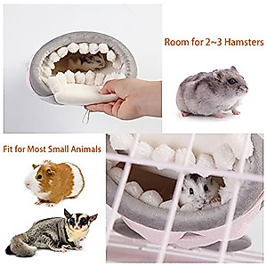CooShou Hamster Sleeping Bed Small Animal Hanging House Sugar Glider Shark Hideout Cave Guinea Pig Cozy and Warm Sleep Nest Bag Cage House for Squirrel Chinchilla Hedgehog Ferret (Grey)