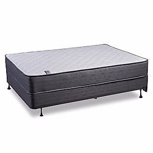 Greaton, 10-Inch Medium Plush Tight top Innerspring Mattress & 4" Wood Box Spring Set with Frame, Full XL