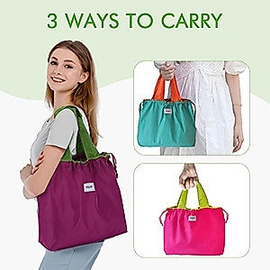 MVSCOCEAN Reusable Grocery Bags, Colorful Shopping Bags,Machine Washable,Foldable,Durable,Lightweight,Set of 3 (Fuchsia,Lake Blue,Purple)