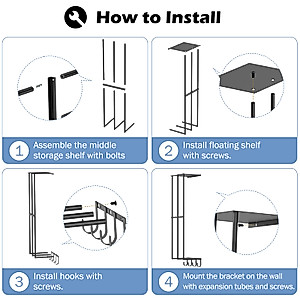 Housolution Camping Chair Rack for Garage Storage, Metal Camping Chair Wall Storage with Storage Shelves and 4 Hooks, Multifunctional Storage Rack for Camping Beach Chair Yoga Mat Umbrella, Black