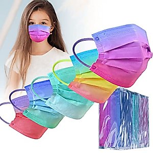 Sheal Individually Packaged 5-Colors Gradient Kids Disposable Face Masks (100 Pack) For Children