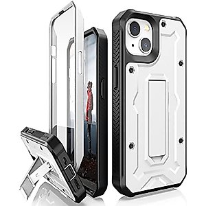 CaseBorne ArmadilloTek V Compatible with iPhone 14 / iPhone 13 Case - [Up to 21 Feet Drop Proof] - Military Grade Full Body Heavy Duty with Built-in Screen Protector and Kickstand - White
