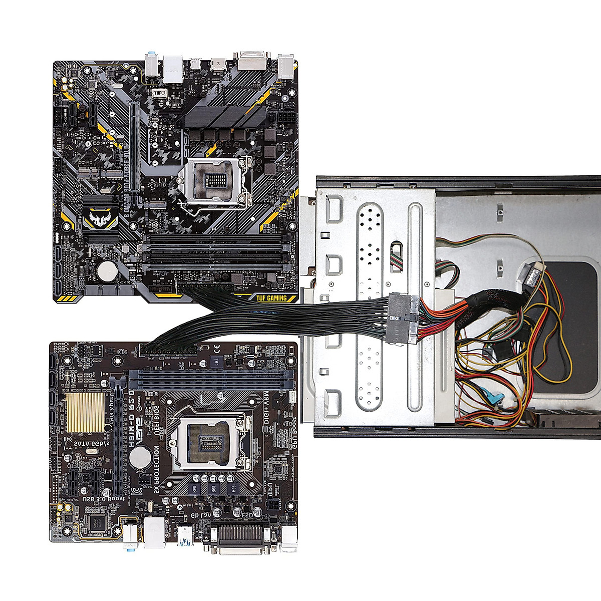 GELRHONR PSU Power Supply 24-pin ATX Motherboard Splitter Cable,24pin(20+4) for Dual ATX Motherboard Extension Cable PSU Female to Male Y Adapter Cable -1Ft