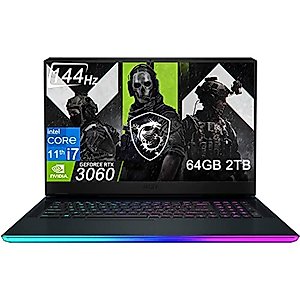 MSI GE76 Raider 17.3" 144Hz (64GB RAM, 2TB PCIe SSD, Intel 8-Core i7-11800H (Beat Ryzen 7 5800H), RTX 3060 6GB) FHD Thin Bezel Gaming Laptop, Thunderbolt 4, Webcam, RGB Backlit, Windows 11 Home