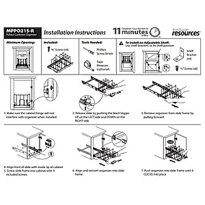 Hardware Resources Pots and Pan Orgainzer for 15" Base Cabinet MPPO215-R by Cabinet Organizers