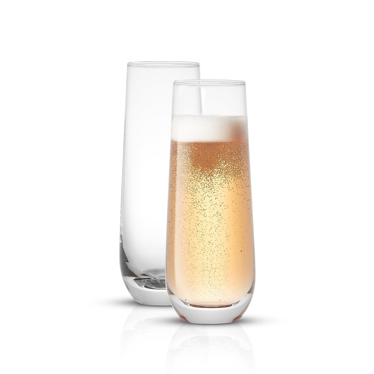 JoyJolt Milo Stemless Champagne Flutes Set of 8 Crystal Glasses. 9.4oz Champagne Glasses. Prosecco Wine Flute, Mimosa Glasses Set, Cocktail Glass Set, Water Glasses, Highball Glass, Bar Glassware