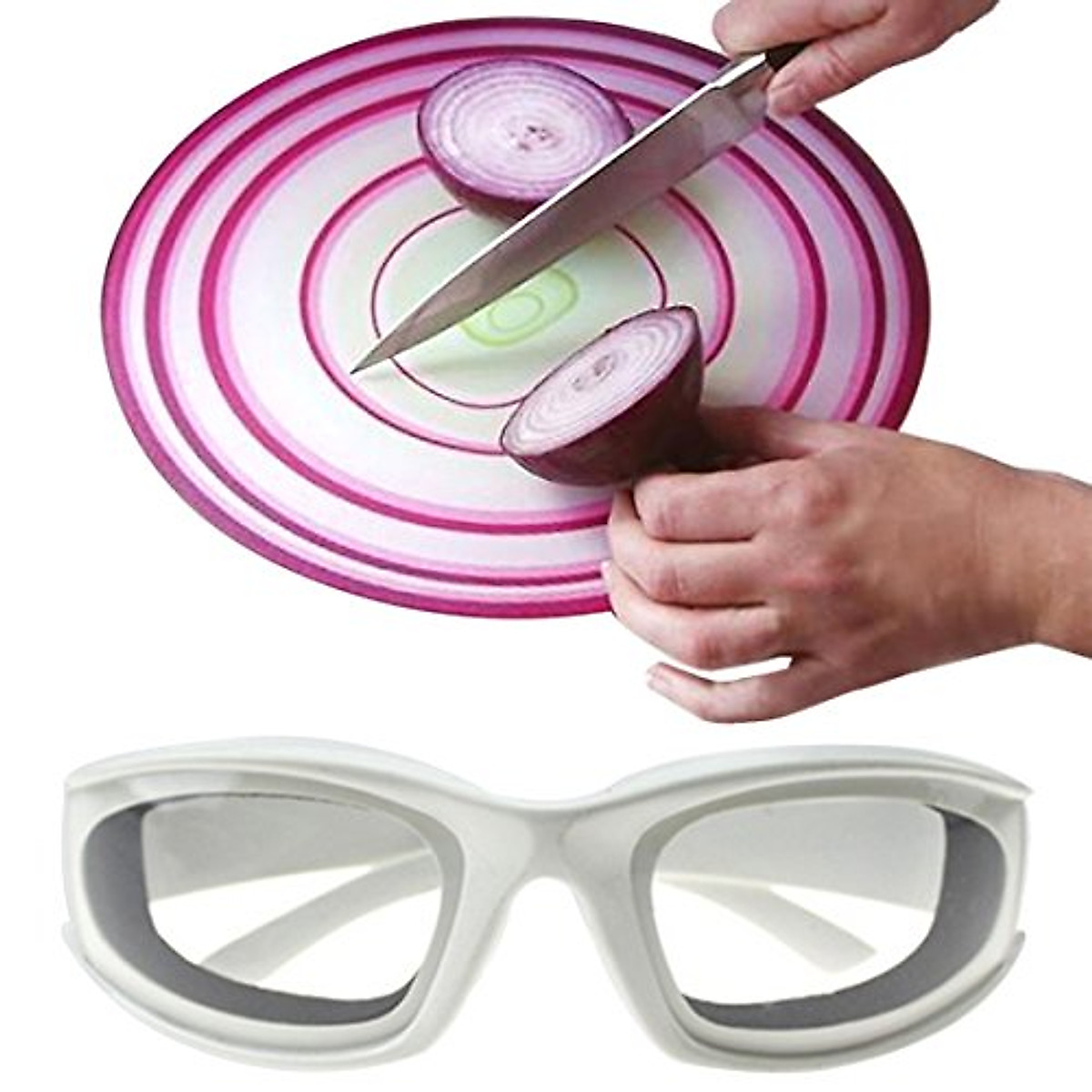Haoun 2 Pack Onion Goggles Tear Free Kitchen Eye Glasses Onion Cutting Goggles with Inside Sponge (White)