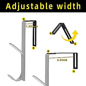 Wehhbtye Adjustable Double Coat Hooks,Thick Cubicle Wall Coat Hook,Metal Over The Panel Double Hook Adjusted to Fit 1.35 to 3.5 Inch Thickness Panels for Wall Panel (2pcs)