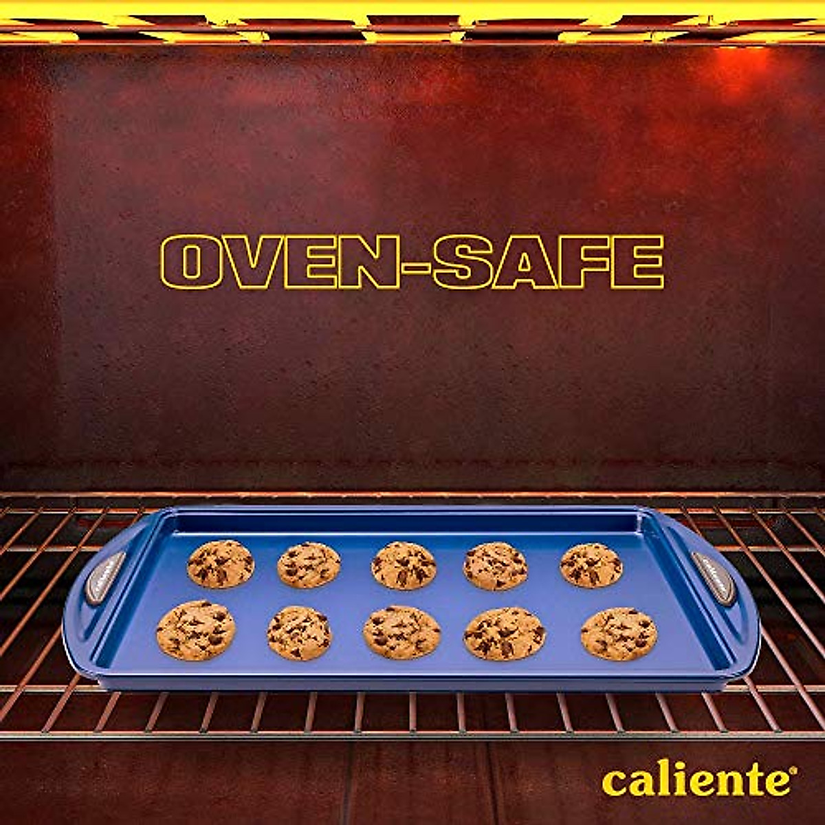 Caliente Nonstick Bakeware Set of 2 Cookie Sheets | Premium Medium & Small Baking Sheets | Durable Carbon Steel Baking Sets | Housewarming, Wedding, Chefs & Bakers Kitchen Gift