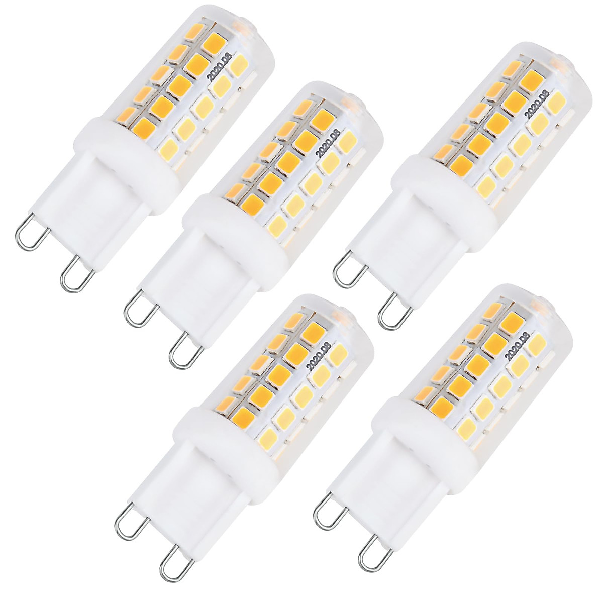 5 Pack G9 LED Bulb 2700KSoft White, G9 Bi Pin Base 4W LED T4 for Crystal Chandeliers,40W Halogen Equivalent G9 Base,360 Degree Beam Angle 400LM for Home Lighting, Non-dimmable (5-Pack)