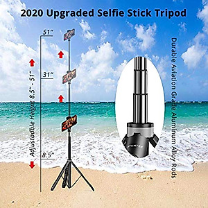 ATUMTEK 51" Selfie Stick Tripod, All in One Extendable Phone Tripod Stand with Bluetooth Remote 360° Rotation for iPhone and Android Phone Selfies, Video Recording, Vlogging, Live Streaming, Black