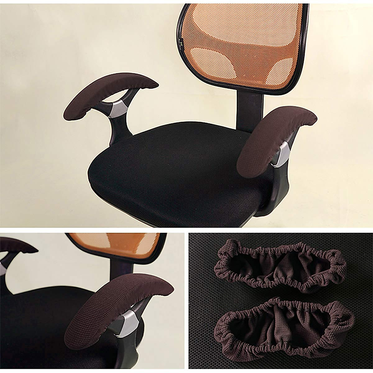 Gatuida Office Supplies 2Pcs Office Chair Armrest Covers,Armrest Slipcover Pads,Thickened Office Computer Chair Armrest Covers, Elastic Band Chair Arm Rest Sleeves (Coffee) Arm Rest Slipcovers