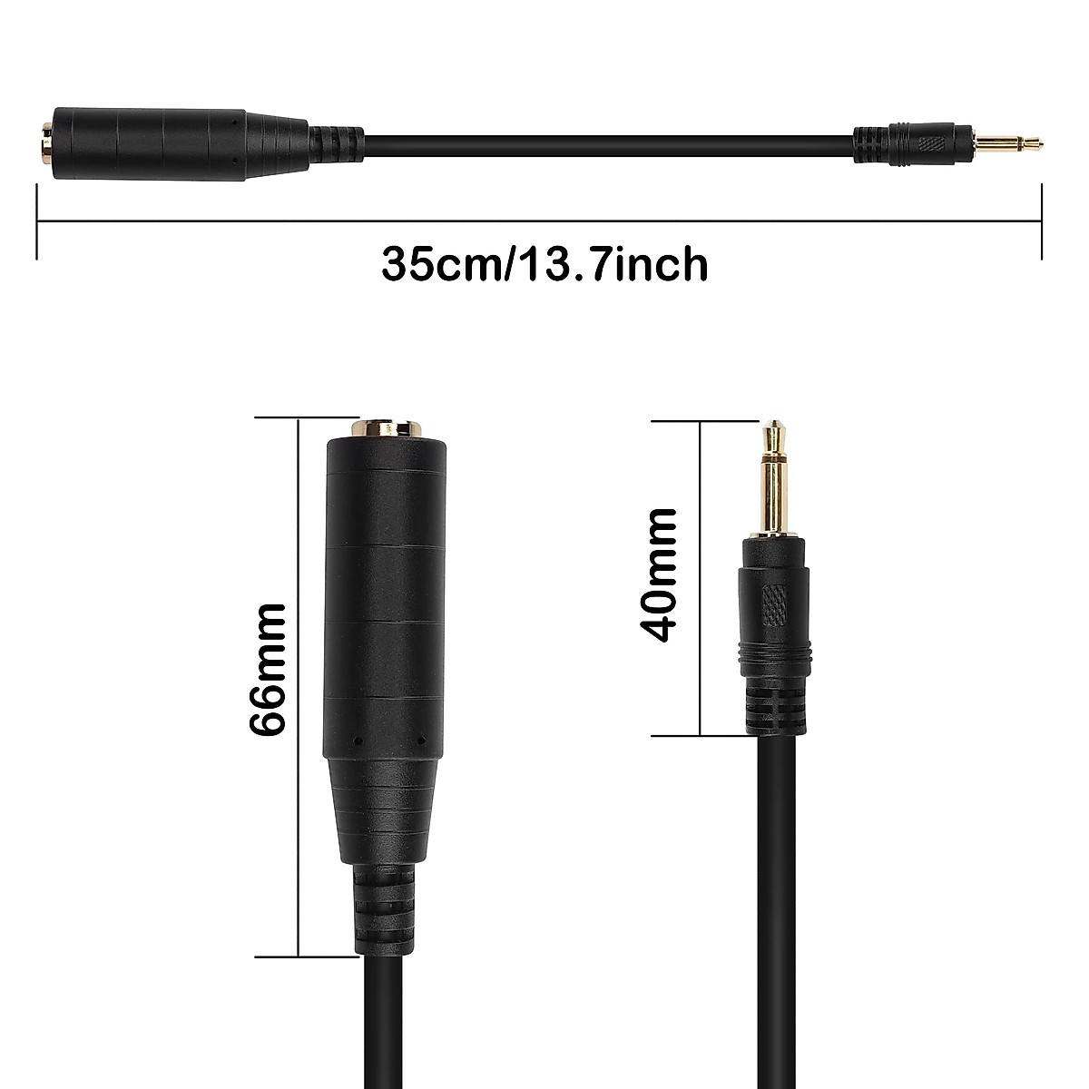 PNGKNYOCN 1/4 to 3.5mm Audio Adapter, 3.5mm (1/8 inch) TS Male to 6.35mm (1/4 inch) TS Female Short Cord for Amplifiers, Guitar, Home Theater Devices (0.3M)