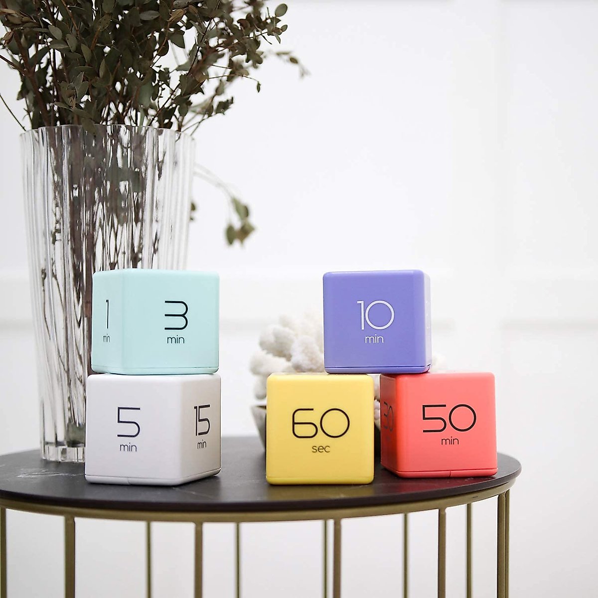 Mooas Cube Timer Violet (5,10,20 and 30 Minutes) & Mint (1,3,5 and 10 Minutes) Bundle, Timer for Studying, Cooking and Workout…