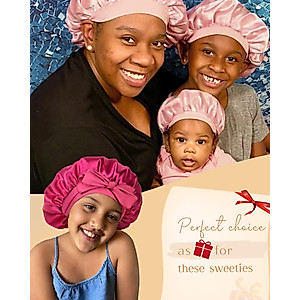 YANIBEST 2 PCS Baby Bonnet Silk Bonnet for Kids Sleeping Cap Curly Natural Hair Silk Bonnets for Girls Boys Infant