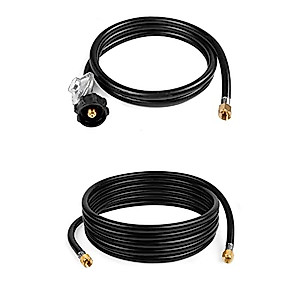 GASPRO 18FT Propane Hose Extension with 3/8" Female Flare on Both Ends and 6FT Propane Hose with Regulator for Gas Grill, Outdoor Heater, Camping Stove, Fire Pit, and More