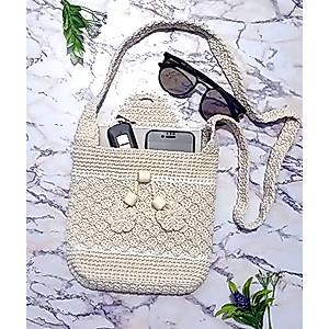 Ifem Crochet Tote Bag - Cute Knitting Tote Bags woven bag For women aesthetic Trendy Beach Bag.handmade knit bags. (simple style 2)