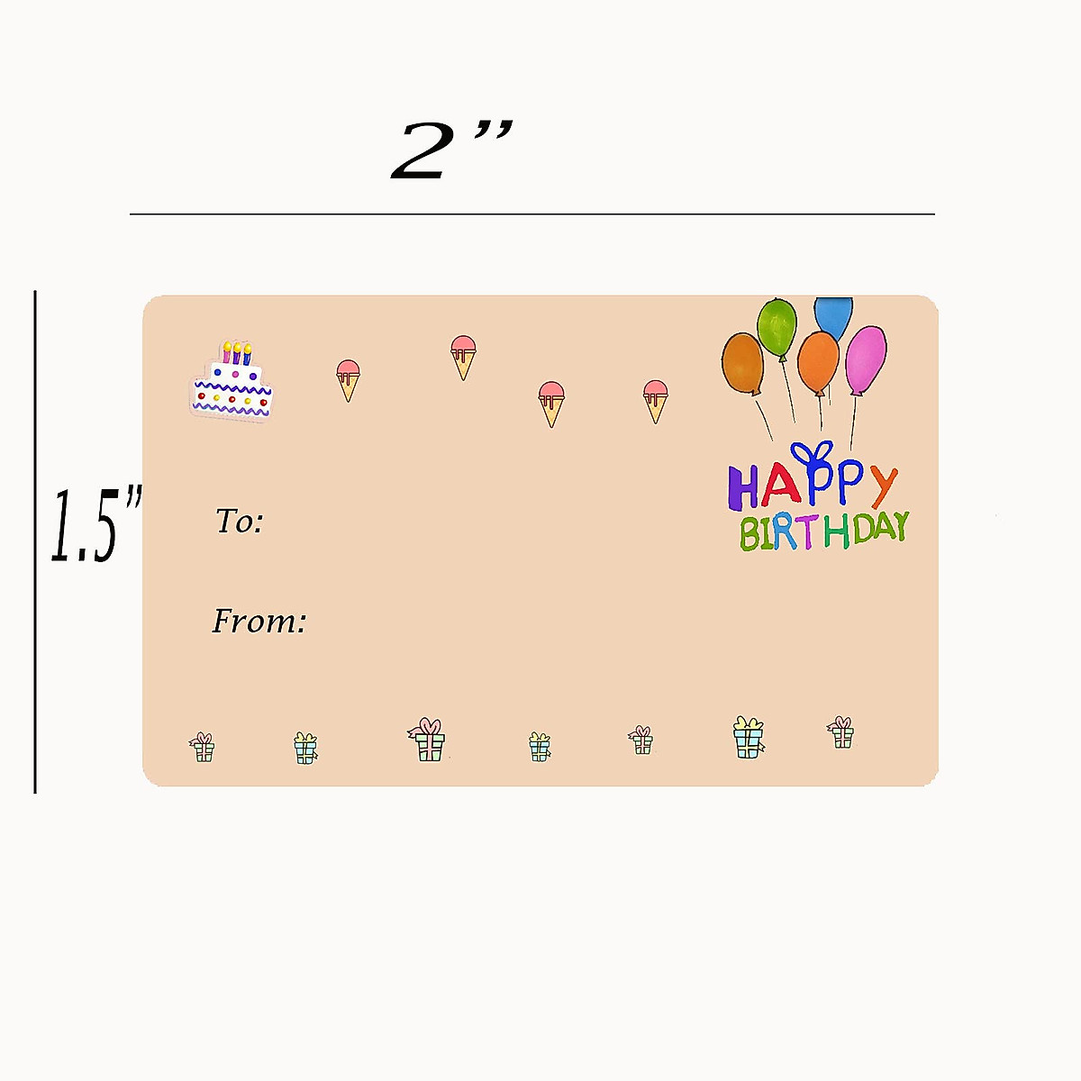 JianDay 350 Adhesive Happy Birthday Stickers, Present Stickers, 1.5 x 2 Inch Birthday Label Stickers for Party Supplies Festival Holiday Presents, 6 Assorted Designs (Rectangle, 1.52 inch)