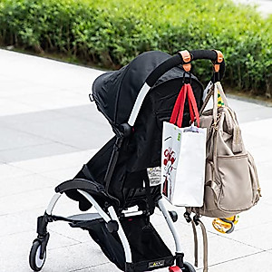 （4-Pack）Baby Stroller Hooks Clip or Hanging Diaper Bag Universal Hooks Accessories for Stroller and Car or Shopping Cart (Black and Brown)