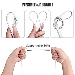 BUSOHE Cat6 Ethernet Cable 20 FT White, Cat-6 Flat RJ45 Computer Internet LAN Network Ethernet Patch Cable Cord - 20 Feet