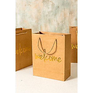 Crisky Welcome Gift Bags 25 Pcs Wedding Welcome Bags for Hotel Guests Shopping Bags Party Bags Gift Bags Retail Bags， 4x8x10 inch