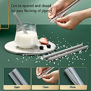 Reusable Food Grade Silicone Drinking Straws,Openable, Washable , Straight Smoothie Straws Cold and Hot Compatible,Long softy & Flexible Straws Green/5 Pcs