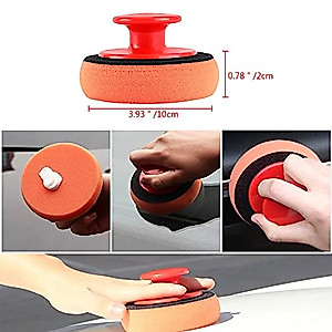 Car Wax Polish Sponge with Handle, Applicator Pad for Car Interior Care/Waxing/Polishing/Paint Cleaning - 12 Pcs