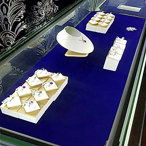 Self Adhesive Velvet Flocking Liner for Jewelry Drawe Self Adhesive Felt Fabric,DIY Craft Fabric Peel Stick17.78X78.8 Inch (Approx.45 x199 cm) (Blue)