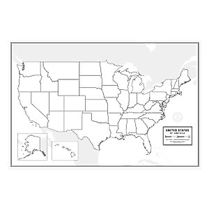 Large Blank United States Outline Map Poster, Laminated, 36” x 24” | Great Blank Wall Map for Classroom or Home Study | Free Dry Erase Marker Included | Includes Detailed Laminated Answer Sheet