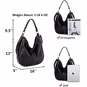 Concealed Carry Extra Large Hobo Bag Crossbody Purse Shoulder Bag Handbag Wallet Faux Leather Women Tote (Black)
