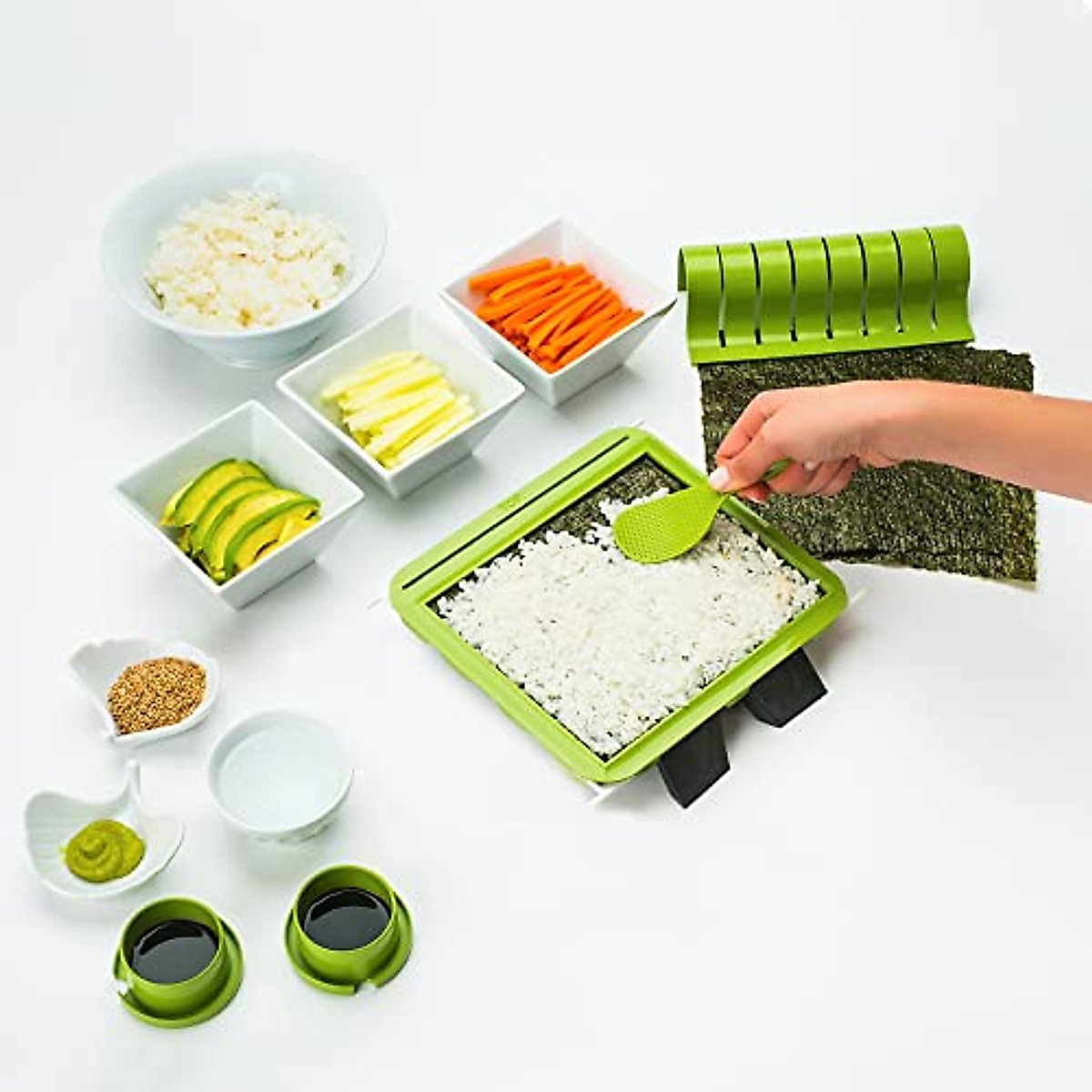 SushiQuik Sushi Making Kit | Sushi Kit for Beginners | Sushi Rolling Kit w/Unique Frame for Exact Amount of Sushi Rice on Every Sushi Seaweed Sheets | Sushi Maker Kit | Sushi Rolling Kit | Sushi Mat