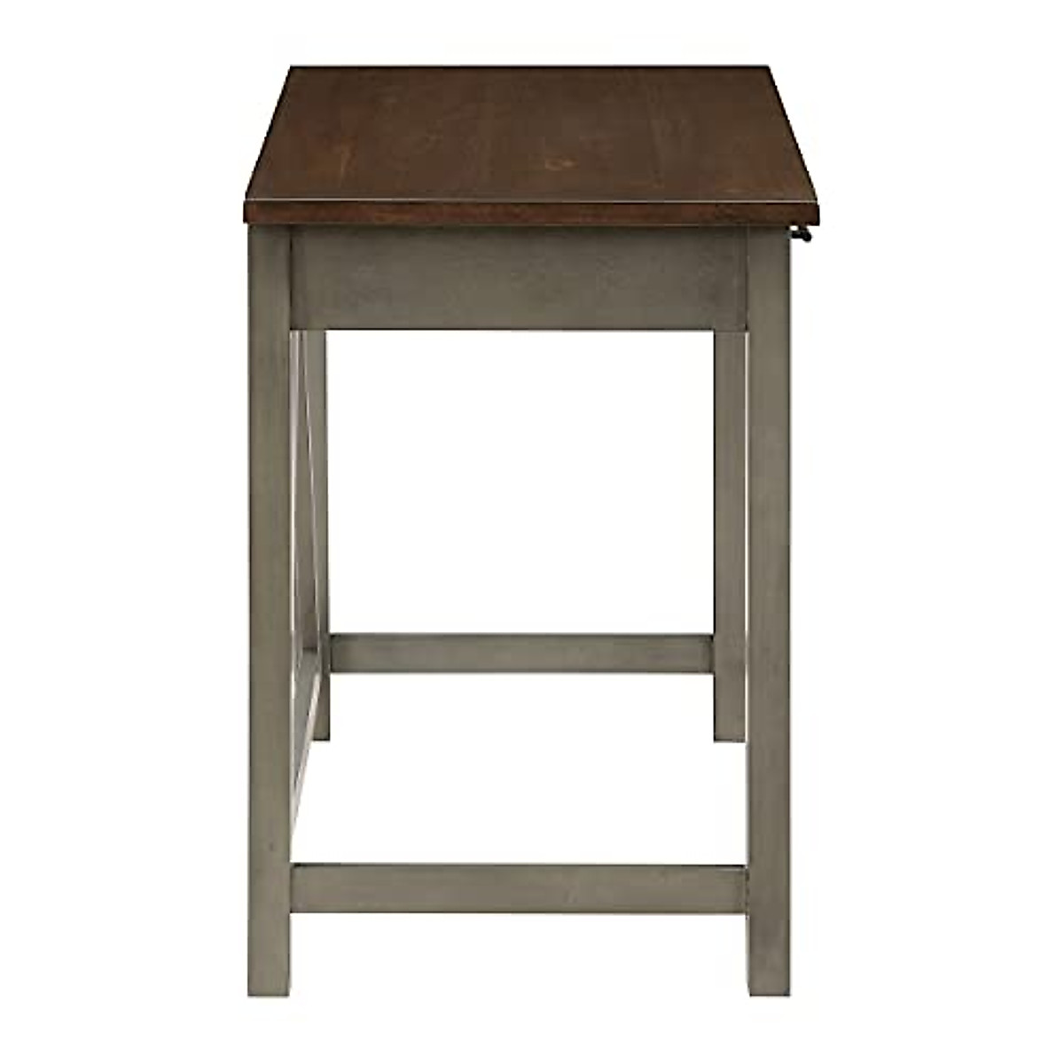 OSP Home Furnishings Milford Rustic 42 Inch Writing Desk with 2 Drawers and Burnished Decorative Hardware, Slate Gray