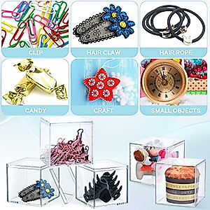 Yulejo Clear Acrylic Box with Lid Plastic Square Cube Display for Storage Stackable Container Pill Candy Jewelry Gift Card Party Favors 2.9 x Inch (24 Pieces)