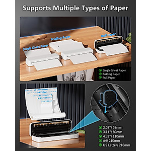 PhoFuta [Upgrade M834 Printer & 200 Sheets A4 Size Thermal Paper & Case, Print Black on White, Storage for 2 Years