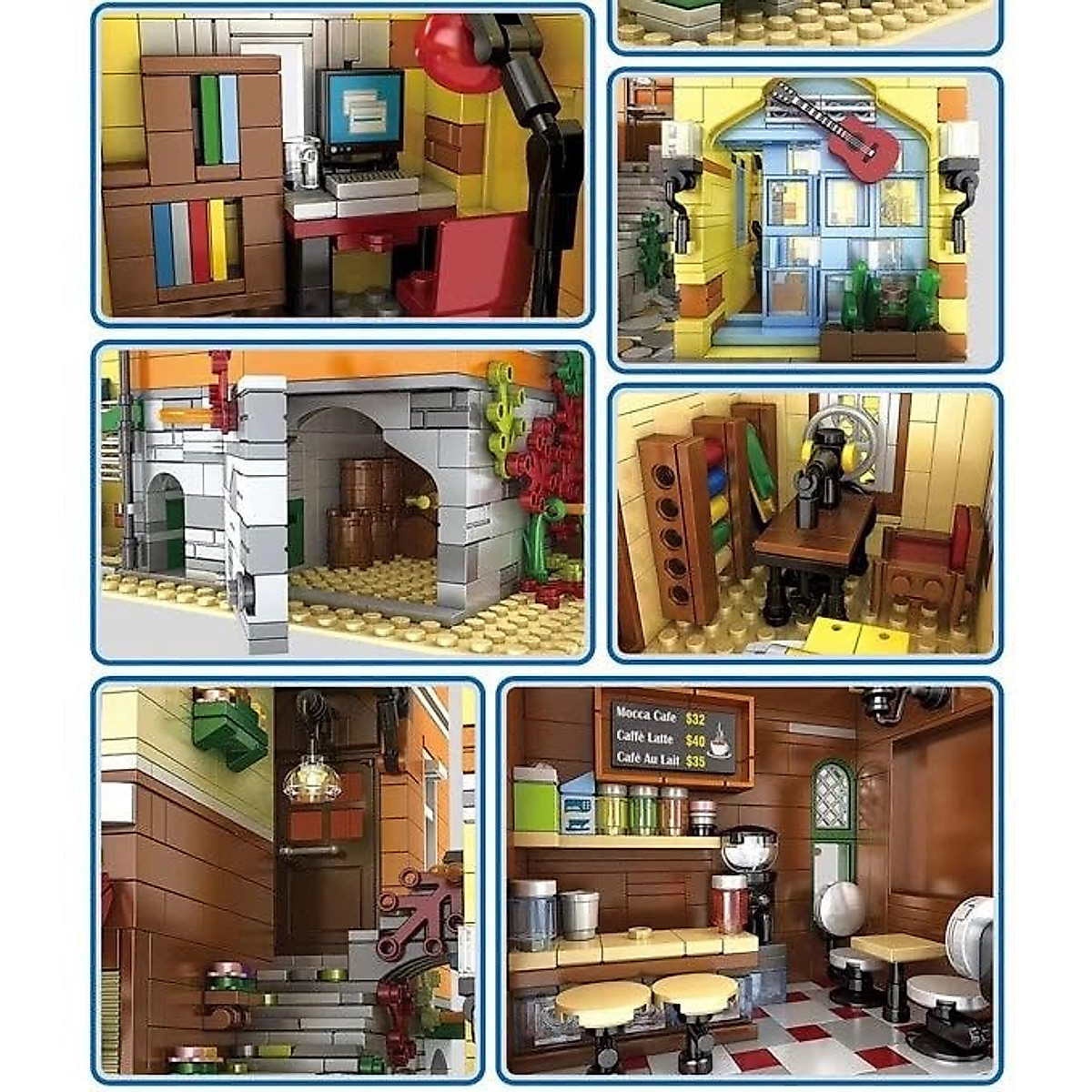 General Jim's Building Blocks Lighted Music Store Coffee Cafe Shop and Lounge Modular Building Blocks Bricks Set | Compatible with Lego City Sets