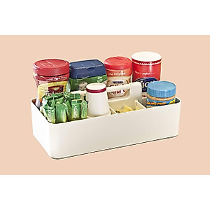 Enjoy Organizer -Large Portable Caddy, DIY Dividers, 8 Compartments, Bathroom Organizer,Portable Basket with Handle Storage Organizer Modern Made in USA (3 PACK, Ivory)