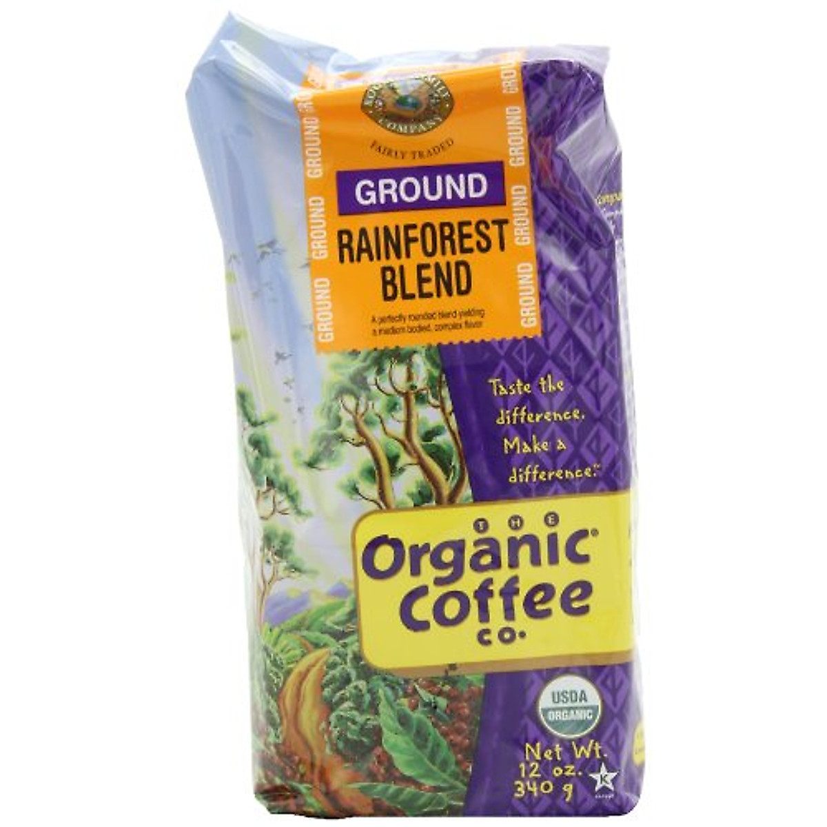 The Organic Coffee Co. Ground, Rainforest Blend, 12 Ounce
