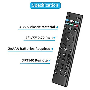 UNOCAR Remote for Vizio Smart TV Remote XRT-140 and Vizio Smart TV Quantum 4K UHD HDR OLED HDTV SmartCast, Vizio D M P V Series LED LCD 24 32 40 43 50 55 58 60 65 70 75 85 inch TV Watchfree