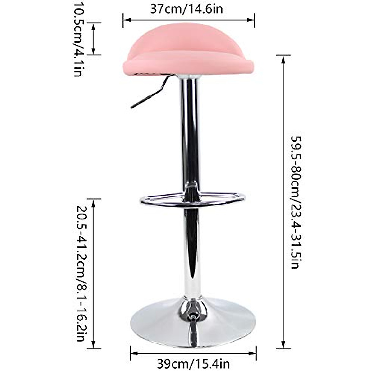 KKTONER PU Leather Round Bar Stool with Back Rest Height Adjustable Swivel Pub Chair Home Kitchen Bar stools Backless Stool with Footrest (Pink)