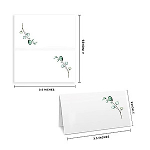 Watercolor Place Cards for Wedding or Party, Seating Place Cards for Tables, Scored for Easy Folding, 100 Pack, 2 x 3.5 Inches