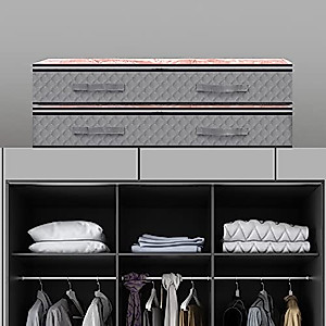 FYY Under Bed Storage, 2 Pack Large Underbed Storage Containers with Reinforced Handles & Clear Window Foldable Bedroom Organizer Bags Bin for Blankets Clothes Comforters Toys 39.4x19.7x6.3 Grey