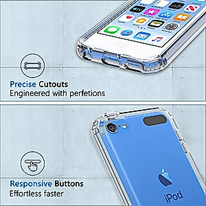 BESINPO iPod Touch 7th Generation Case, iPod Touch 6th/5th Generation Case, Full-Body Built-in Screen Protector Rugged Protection Shockproof Clear iPod Touch Case Cover for iPod Touch 7/6/5