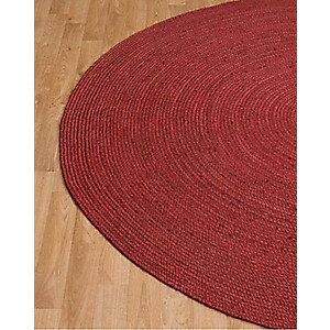 Vipanth Exports Round Jute Rug Farm House Hand Made and Hand Braided Area Rug for Kitchen, Bedroom, Living Room in Customize Sizes (Red, 30 Inches x 30 Inches)