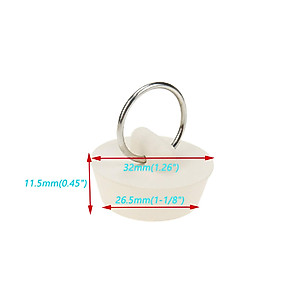 Semetall Drain Stopper 6 Pack 1-1/8" Bath Plugs Rubber White Sink Plug with Hanging Ring for Bathtub,Bathroom,Kitchen