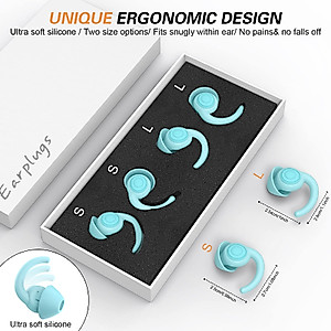 SUPCEAT Ear Plugs for Sleeping Noise Reduction 2 Pairs Sound Reduce Earplugs for Sleep,Snoring,Work,Concerts,Studying,Travel Blue