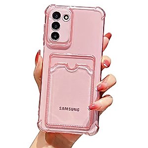 Tuokiou Compatible with Samsung Galaxy S23 Plus case,Wallet Phone Case Upgrade Slim Fit Card Slot Transparent Case Protective Soft Shockproof Case with Card Holder for Galaxy S23 Plus 6.6” (Pink)