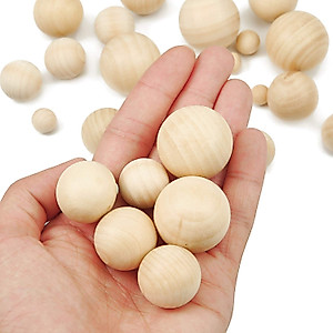 122 Pieces Round Wood Balls Unfinished Wooden Balls Natural Craft Balls for DIY Craft Projects Jewelry Making Arts Design, 5 Sizes