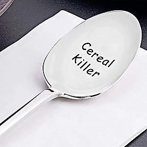Cereal Killer - Dad Gifts for Men - Funny Fathers Day Dad Gifts from Daughter Son - Laser Engraved Cereal Killer Spoon - Stainless Steel Spoons - Cute Cereal Lovers Gifts for Dad Who Wants Nothing